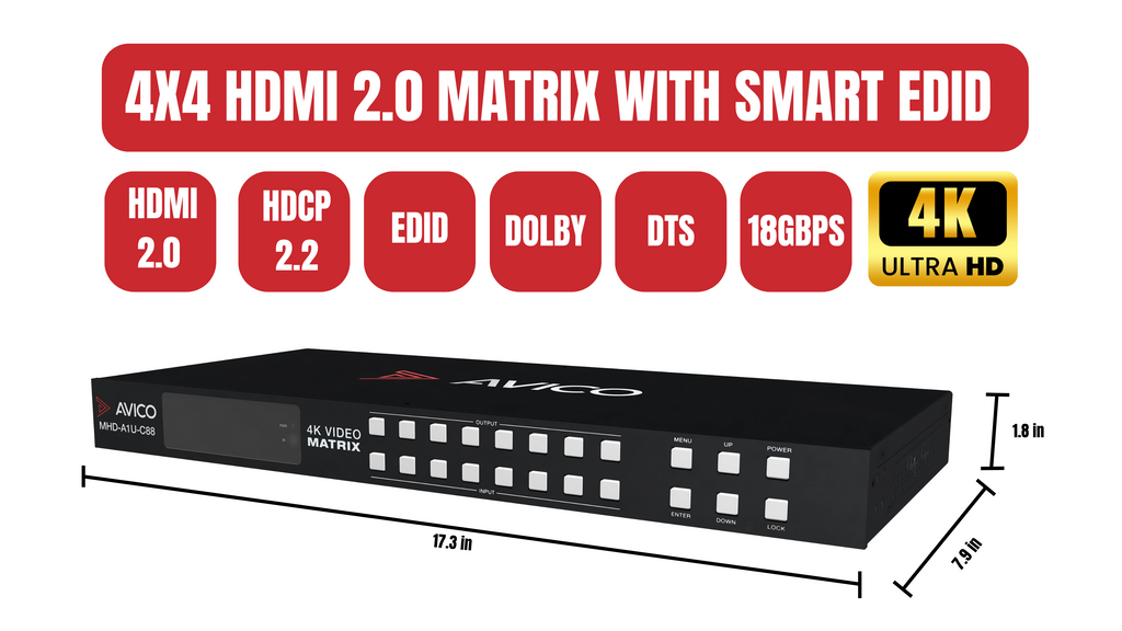 8x8 Video Matrix HDMI 2.0 | ARC | 4K60 | HDR | Dolby Vision | Downscal ...